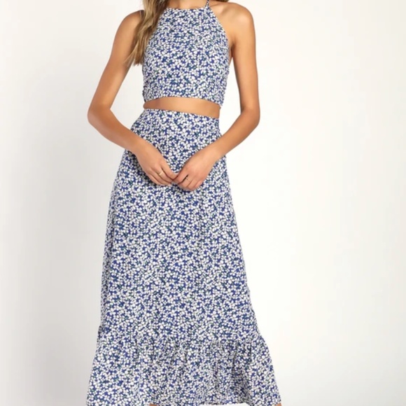 Lulus | Dresses | Lulus Floral Halter Twopiece Midi Dress | Poshmark